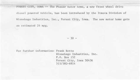 1983 Itasca Phasar By Winnebago Press Photo And Release 0004