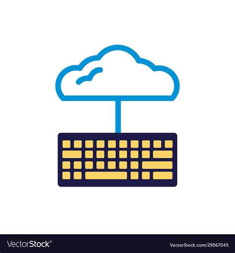 Cloud Computing With Keyboard Lineal Color Style Vector Image