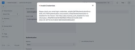 error while setting up outlook email account erpnext frappe forum