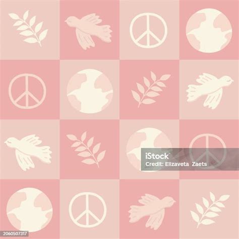 Pink Seamless Pattern With Peace Symbols Stock Illustration Download