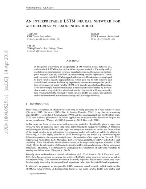An Interpretable Lstm Neural Network For Autoregressive Exogenous Model