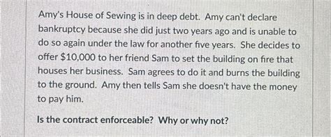 Solved Amys House Of Sewing Is In Deep Debt Amy Cant
