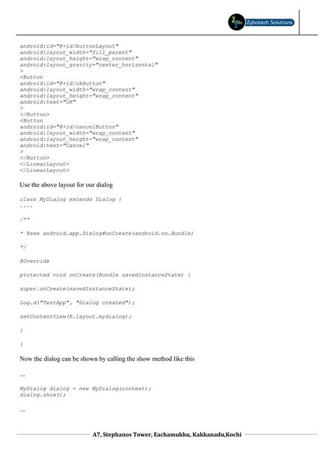 Android Basics Dialogs And Floating Activities Docx