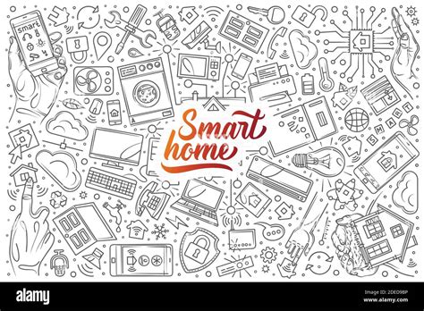 Hand Drawn Smart Home Set Doodle Vector Illustration Background Stock Vector Image And Art Alamy