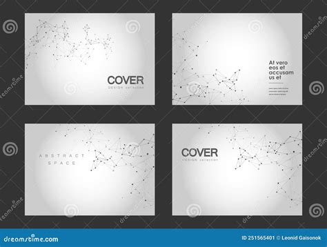 Abstract Molecules Brochure Design Vector Cover Template Connect Dots And Lines Text Frame