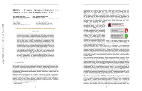 Diesel Dynamic Inference Guidance Via Evasion Of Semantic Embeddings In Llms