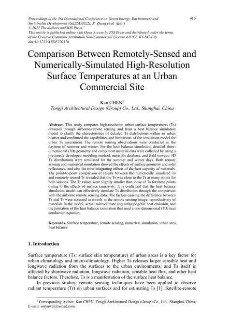 Pdf Comparison Between Remotely Sensed And Numerically Simulated High