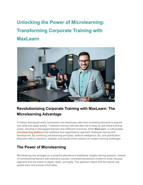 Ppt Unlocking The Power Of Microlearning Transforming Corporate Training With Maxlearn