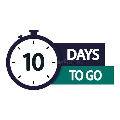 Countdown Timer Icon Number Ten Text Bold 10 Days To Go Modern Clock