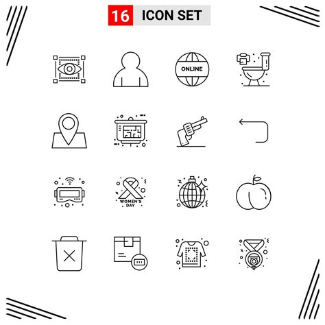 Set Of 16 Modern Ui Icons Symbols Signs For Pad Lock Location Online Holiday Living Editable