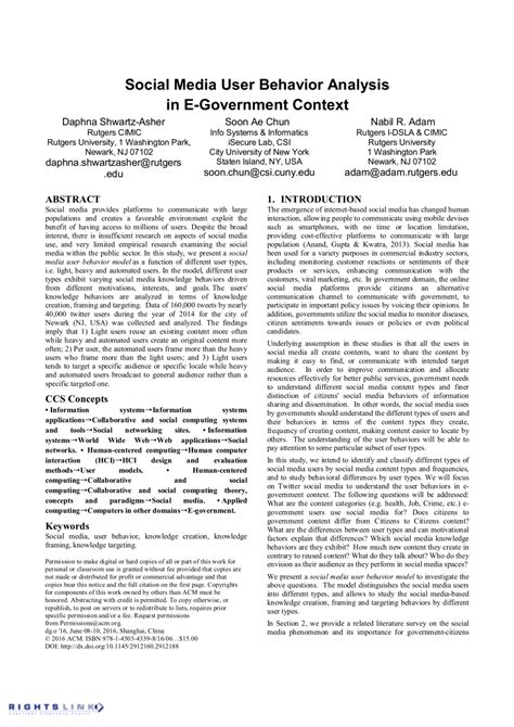 Pdf Social Media User Behavior Analysis In E Government Context