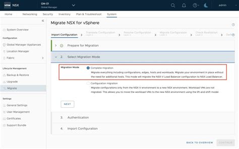 Migration Coordinator In Place Migration Modes Network And Security Virtualization Vmware