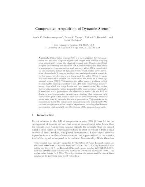 Pdf Compressive Acquisition Of Dynamic Scenescompressive Acquisition Of Dynamic Scenes