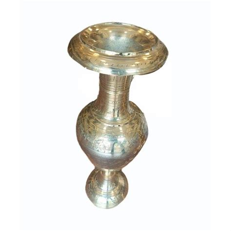 Handicraft Polished Brass Flower Vase 10 Inches Size 5 Inch At