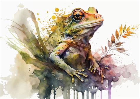 These Watercolor Vector Designs Of Frogs And Their Ponds Are The