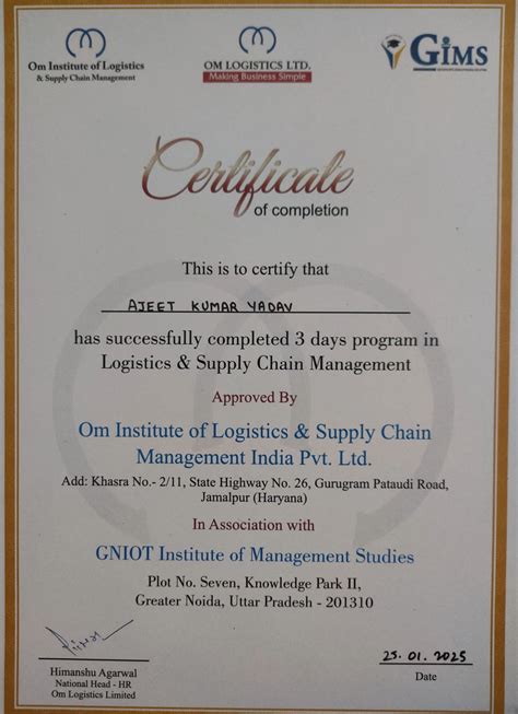 🎉 Successfully Completed Training In Logistics And Supply Chain… Ajeet Kumar Yadav 11 Comments