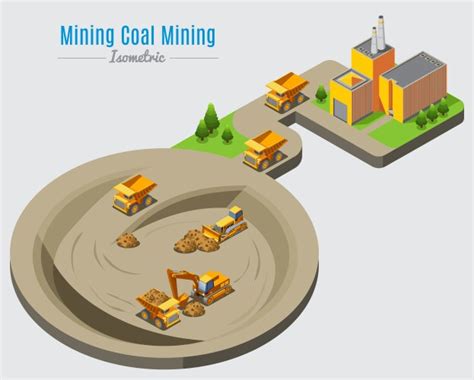 Isometric Coal Mining Quarry Royalty Free Vector Image