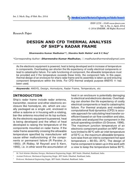 design and cfd thermal analysis pdf