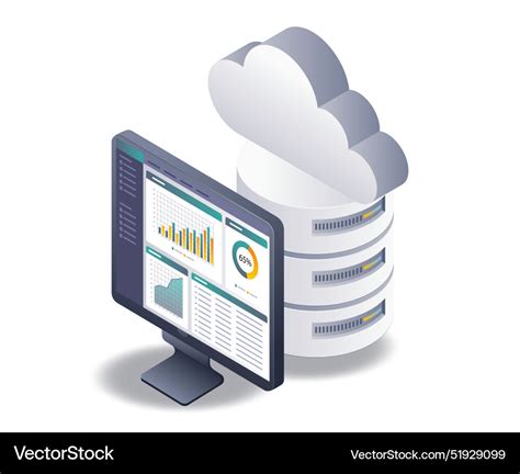 analyzing the performance process of cloud server vector image