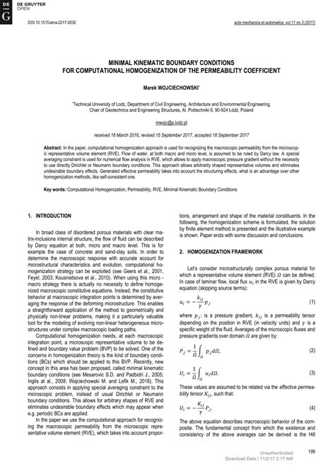 Pdf Minimal Kinematic Boundary Conditions For Computational