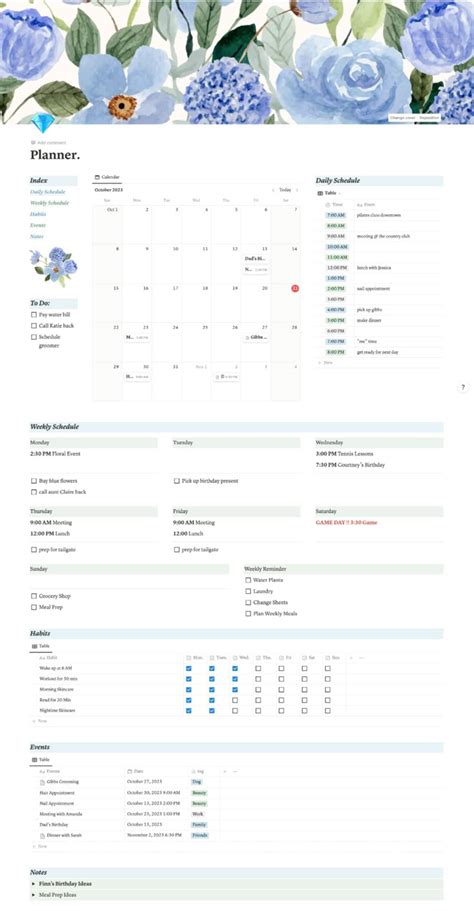 Simple Notion Life Planner Weekly Schedule Habit Tracker Aesthetic