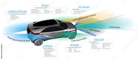 adas technology for automotive fully editable vector template stock