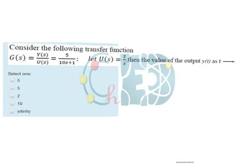 Solved Consider The Following Transfer Function G S Y S Chegg