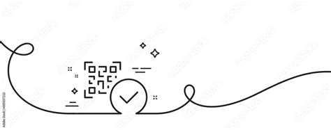qr code line icon continuous one line with curl scan barcode sign