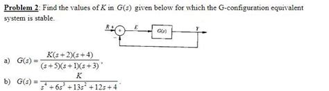 Solved Problem Find The Values Of K In G S Given Below Chegg