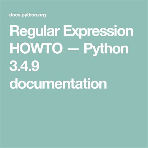 Regular Expression Howto — Python 349 Documentation Regular Expression Howto Expressions