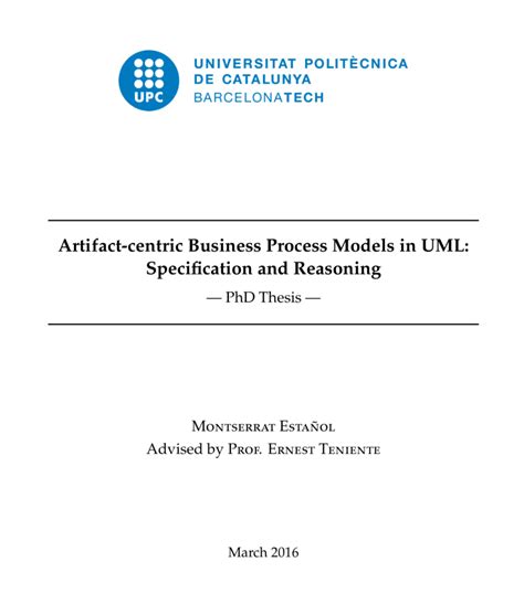 Artifact Centric Business Process Models In Uml Specification And