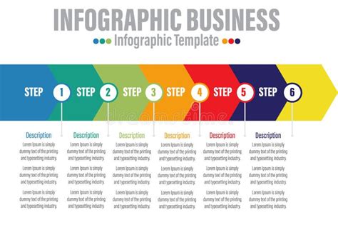 arrow abstract infographics number options template with six 6 steps