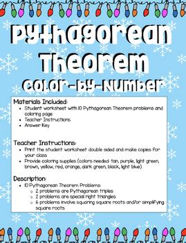 Pythagorean Theorem Christmas Coloring By Magnificent Mathematics