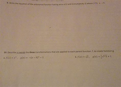 Solved Write The Equation Of The Polynomial Function Chegg Com