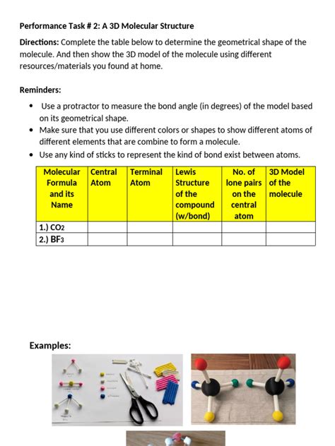 Performance Task Pdf Molecules Chemical Bond