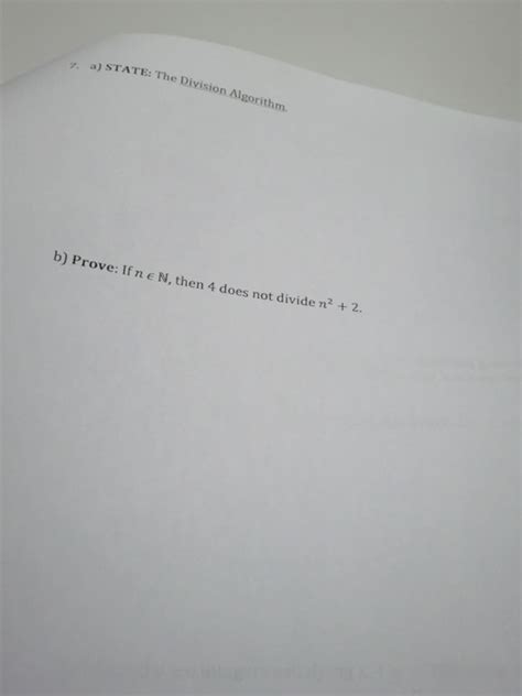 solved the division algorithm prove if n elementof n