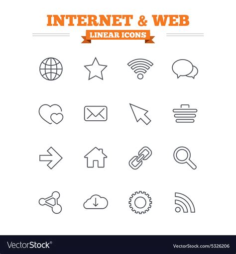 Internet And Web Linear Icons Set Thin Outline Vector Image