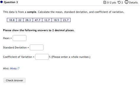 Solved Question 3this Data Is From A Sample Calculate The