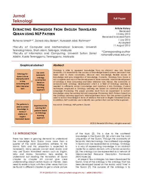pdf extracting knowledge from english translated quran using nlp pattern