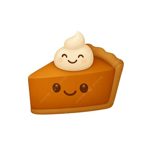 Adorable Kawaii Pumpkin Pie Slice With Whipped Cream And Happy Face
