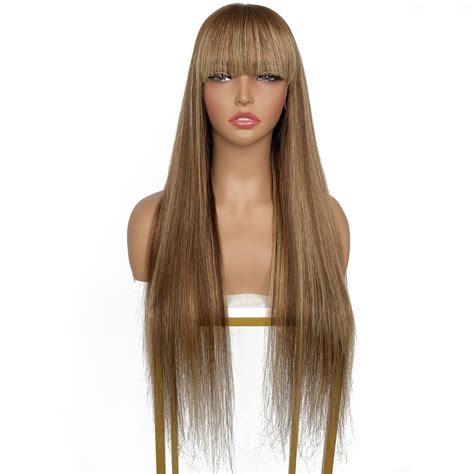 Light Highlight 13x4 Lace Front Bang Wig Chic And Stylish Private Label Wholesale