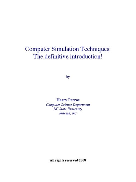 Computer Simulation Techniques The Definitive Introduction Pdf Randomness Computer