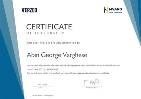 Abin George Varghese On Linkedin Experience Connections Internship Ethicalhacking