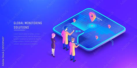 Global Monitoring System People At The Control Desk Interact With