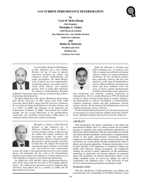 Gas Turbine Performance Deterioration Pdf Gas Turbine Gas Compressor