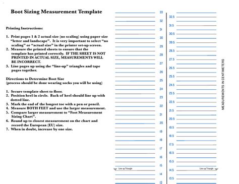 Boot Sizing Measurement Template Download Printable PDF Templateroller