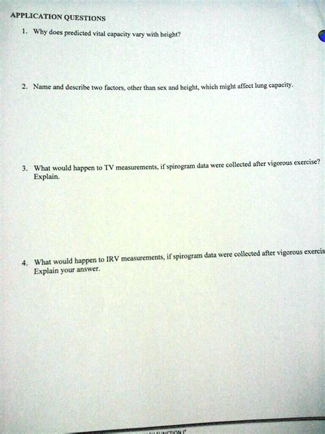solved application questions why does predicted vital capacity vary