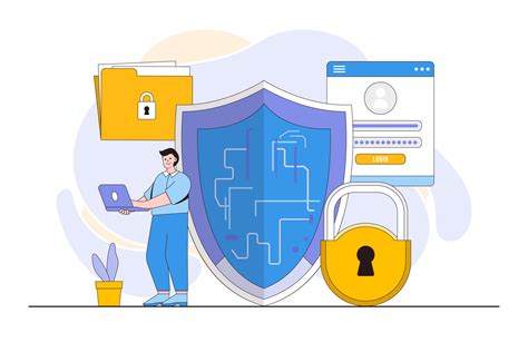 Cybersecurity And Data Privacy Concept With A Person Safeguarding Data 24662315 Vector Art At