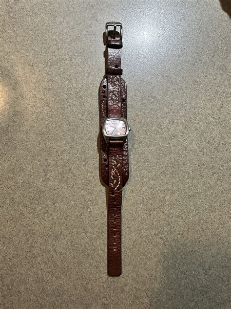 Fossil Women Jr 8780 White Dial Date Brown Leather Cu… Gem