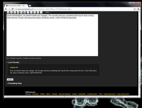 horizontal scrollbars why wowhead feedback wowhead forums